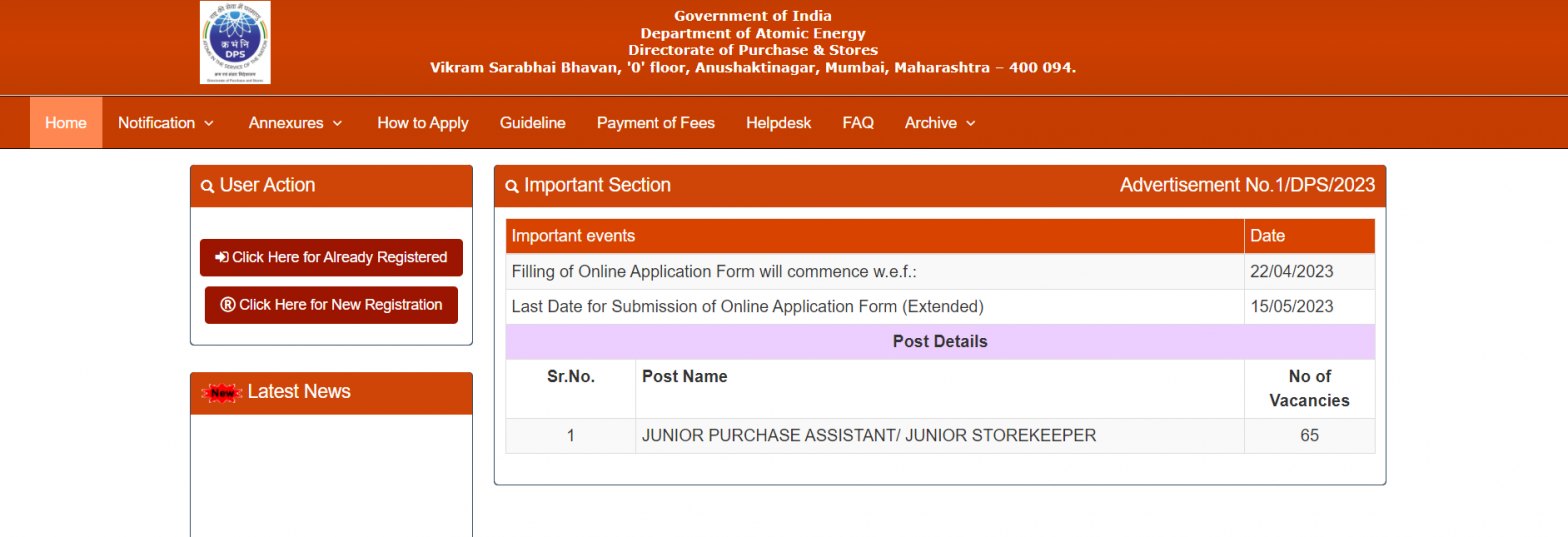 How to Apply Online for DPS DAE Recruitment 2023?