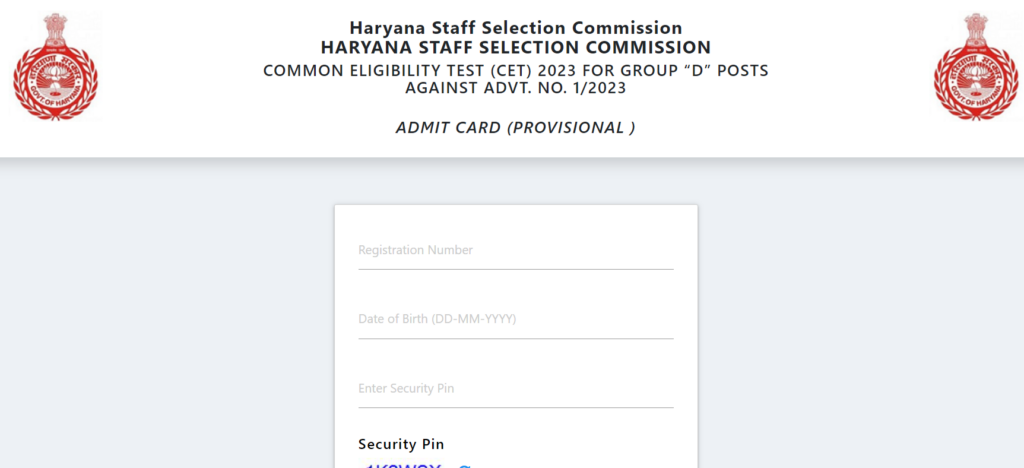 HSSC Group D Admit Card 2023 Out, CET Admit Card Link