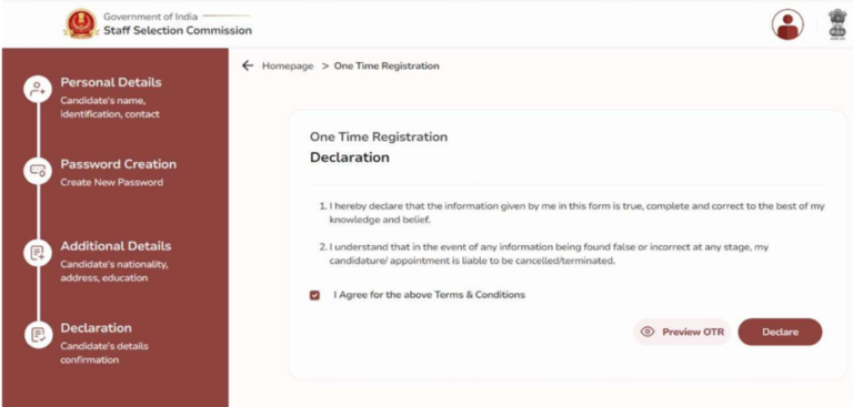 SSC One Time Registration OTR Online Form 2024 at ssc.gov.in