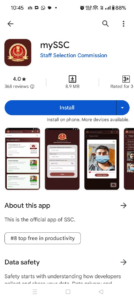 Official App of Staff Selection Commission, MySSC