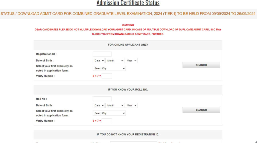 SSC CGL Admit Card 2024, Download Links for All Regions