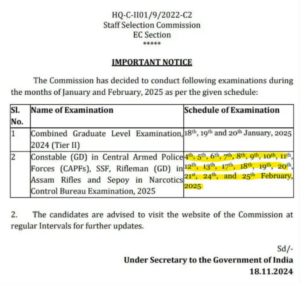 SSC GD Exam Date 2025 Out, Check Exam Pattern and Selection Process